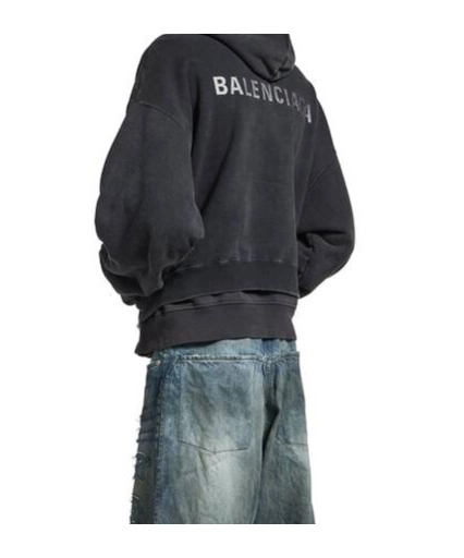 Balenciaga Layered Faded Zipped Hoodie - Faded Black
