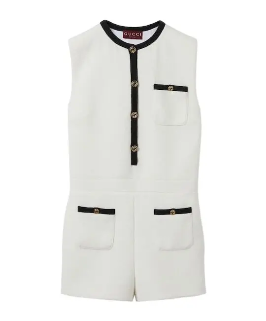 Gucci Sleeveless Jumpsuit With Interlocking G Buttons - No