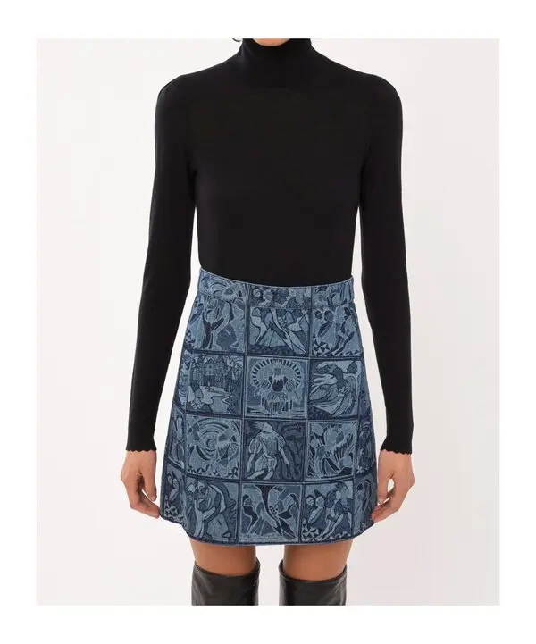 Chloé Turtleneck Knitted Jumper With Scalloped Trim - Black