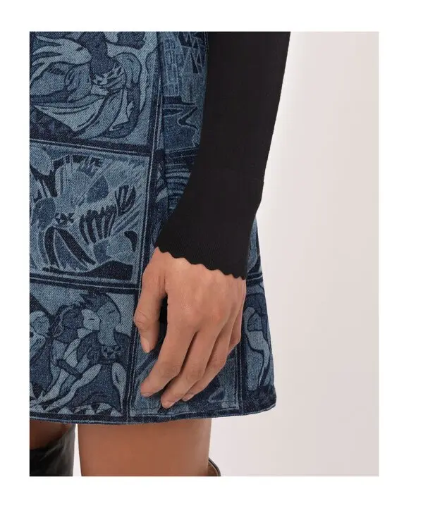 Chloé Turtleneck Knitted Jumper With Scalloped Trim - Black