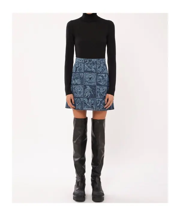 Chloé Turtleneck Knitted Jumper With Scalloped Trim - Black