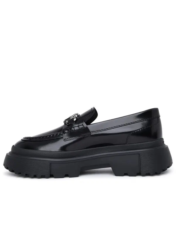 Hogan Logo Plaque Round-toe Loafers - Black