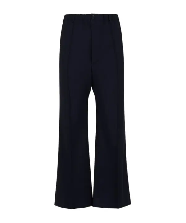 Marni Stitched Crease Flared Trousers In Tropical Wool - Deep Blue