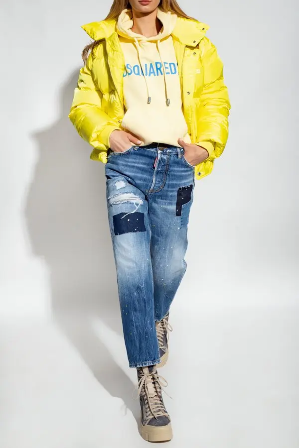 Dsquared2 Boston Straight-leg Distressed Jeans With Patchwork - Blue