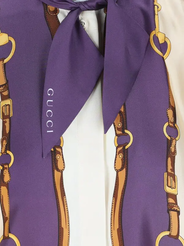 Gucci Printed Silk Twill Shirt With Self-tie Neck Bow