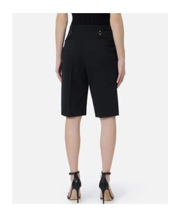 Elisabetta Franchi Belted Pleated Bermuda Shorts - Black