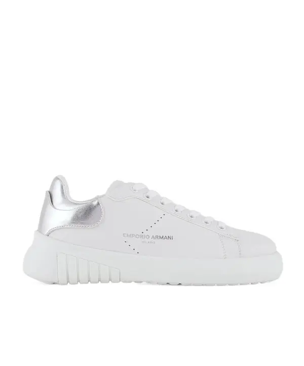 Emporio Armani Logo Embellished Lace-up Sneakers - White