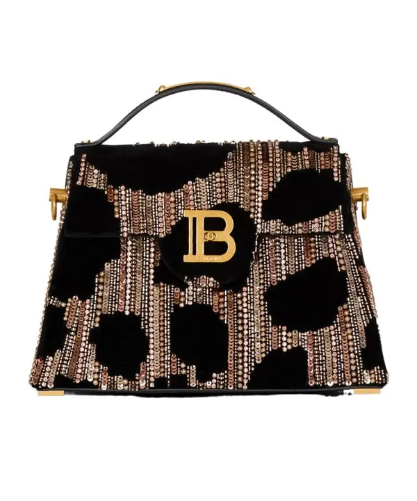 Balmain Embellished Velvet B-buzz Dynasty Bag