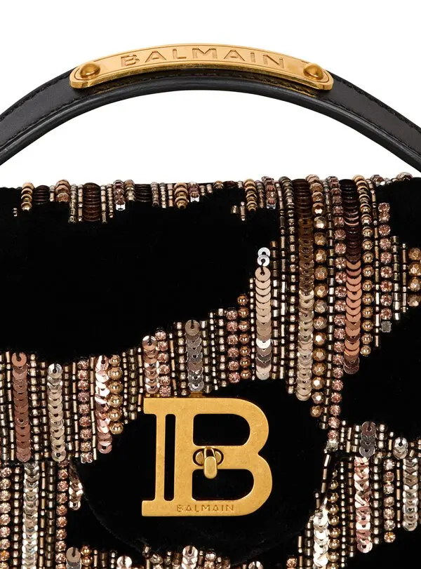 Balmain Embellished Velvet B-buzz Dynasty Bag