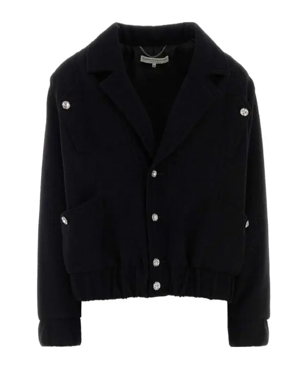 Alessandra Rich Tweed Boucle Oversized Bomber Jacket