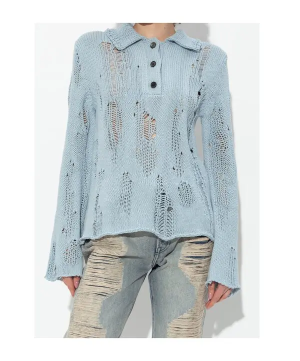 Acne Studios Distressed Knit Long Sleeve Sweater