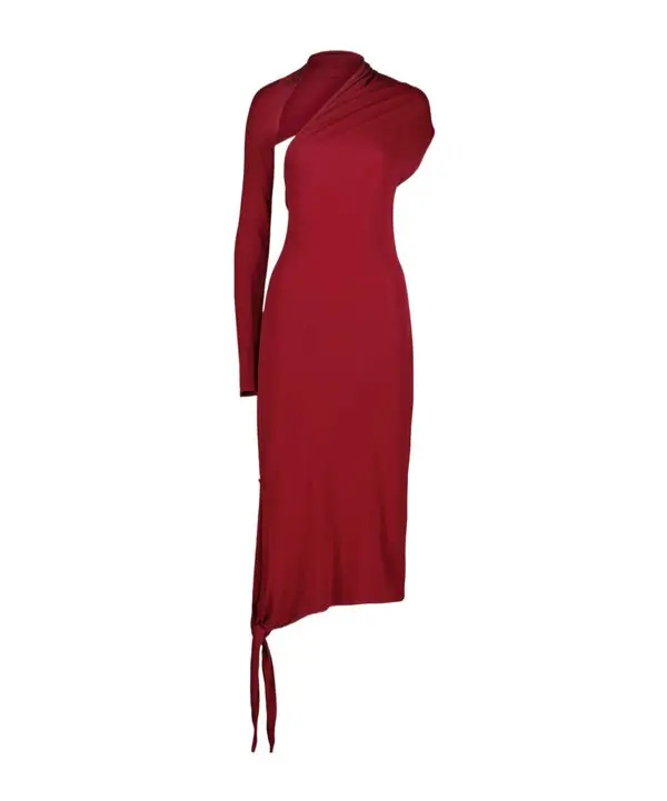 COURREGES Long Slash Crepe Dress - Red