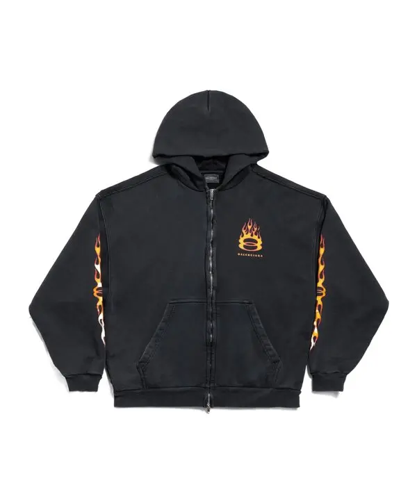 Balenciaga Burning Unity Logo Zipped Hoodie