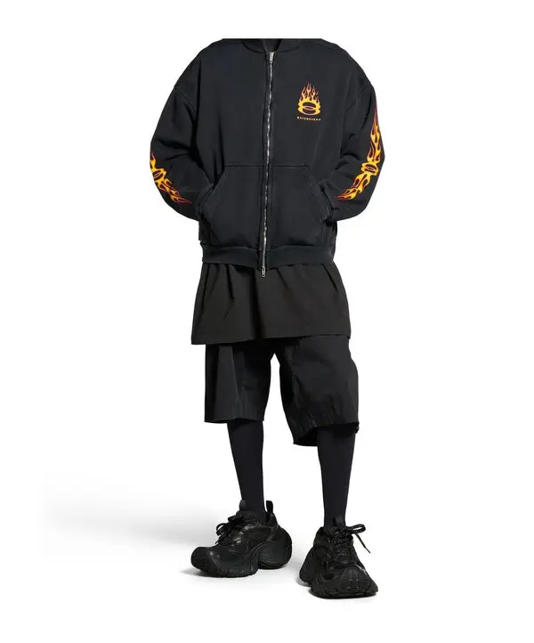 Balenciaga Burning Unity Logo Zipped Hoodie
