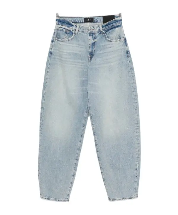 7 For All Mankind Light Wash Relaxed Fit Jeans - Gray
