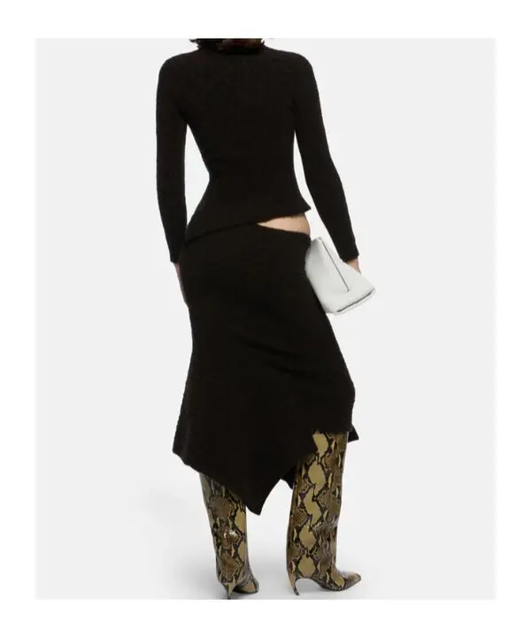 Attico Midi Skirt In Cable Wool Mix Knit