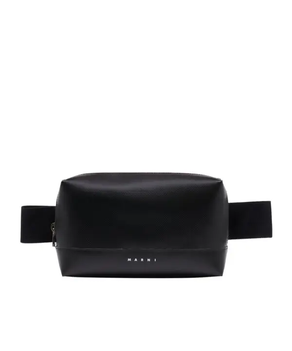 Marni Logo Detailed Zipped Belt Bag - Black