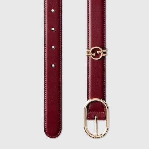 Gucci Double G Logo Leather Belt - Red