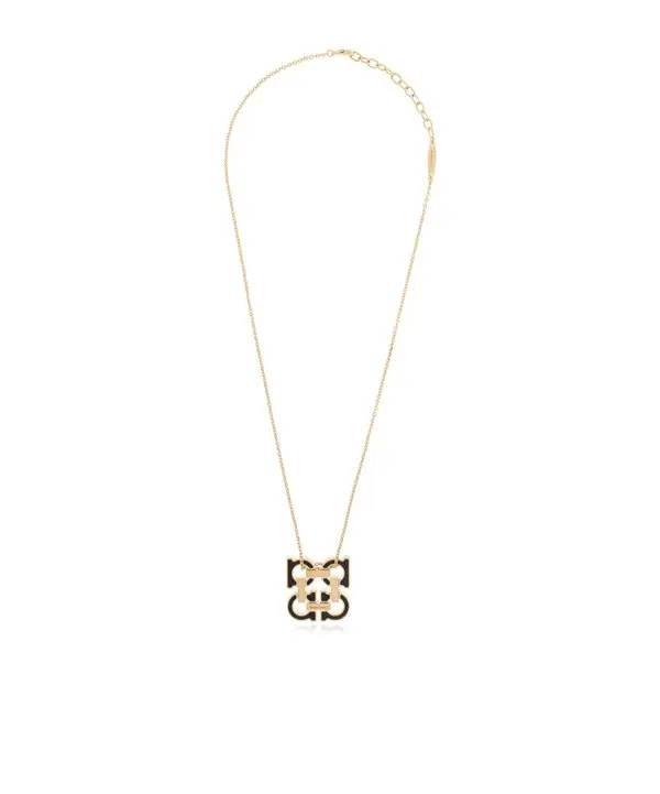 FERRAGAMO Gold Pendant Necklace With Logo Detail - Yellow