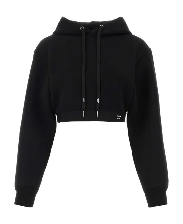 Prada Cropped Drawstring Hoodie