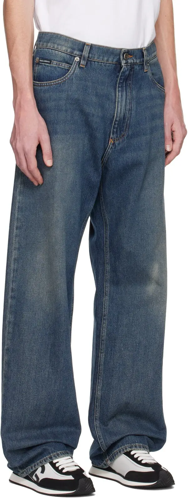 Dolce & Gabbana Logo Plaque Straight Leg Jeans - Blue