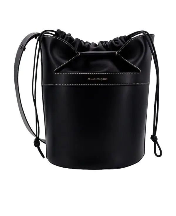 Alexander McQueen Logo Printed Drawstring Bucket Bag