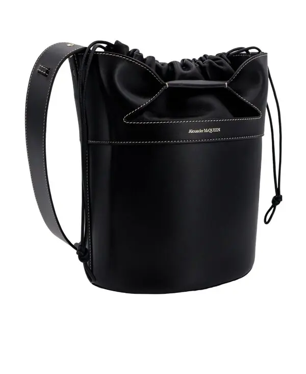 Alexander McQueen Logo Printed Drawstring Bucket Bag