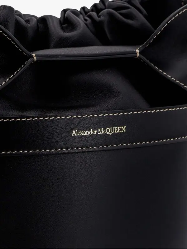 Alexander McQueen Logo Printed Drawstring Bucket Bag