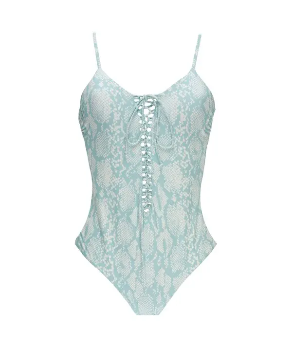 FISICO Sling Swimsuit With Lace Up Front - Blue