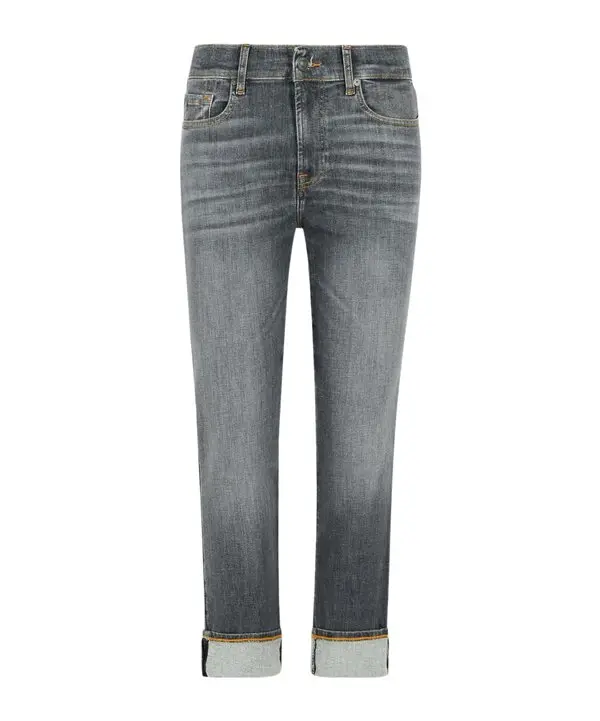 7 For All Mankind Relaxed Skinny Grey Cotton Jeans - Gray