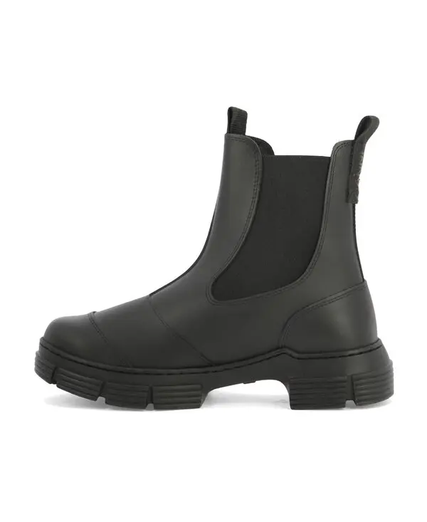GANNI Citty Round-toe Slip-on Ankle Boots - Black