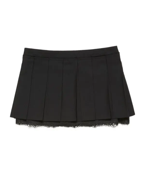 Acne Studios Mini Pleated Skirt With Lace Trim