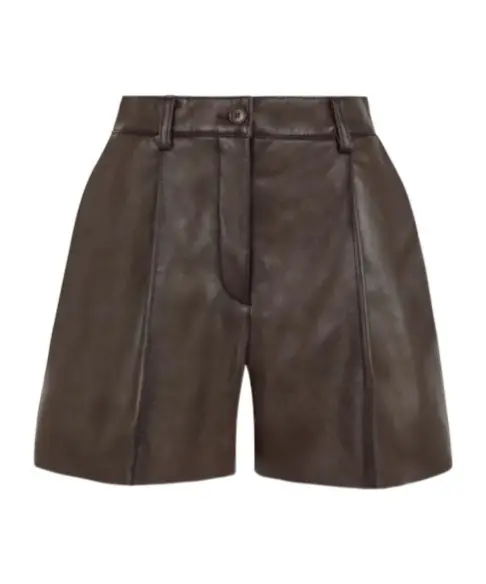 P.a.r.o.s.h Pleated Leather Bermuda Shorts - Black