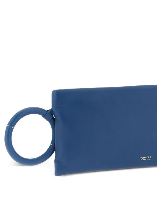 TOM FORD Logo Printed Zipped Clutch Bag - Blue