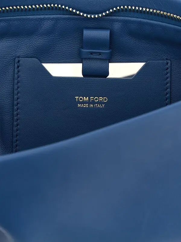 TOM FORD Logo Printed Zipped Clutch Bag - Blue