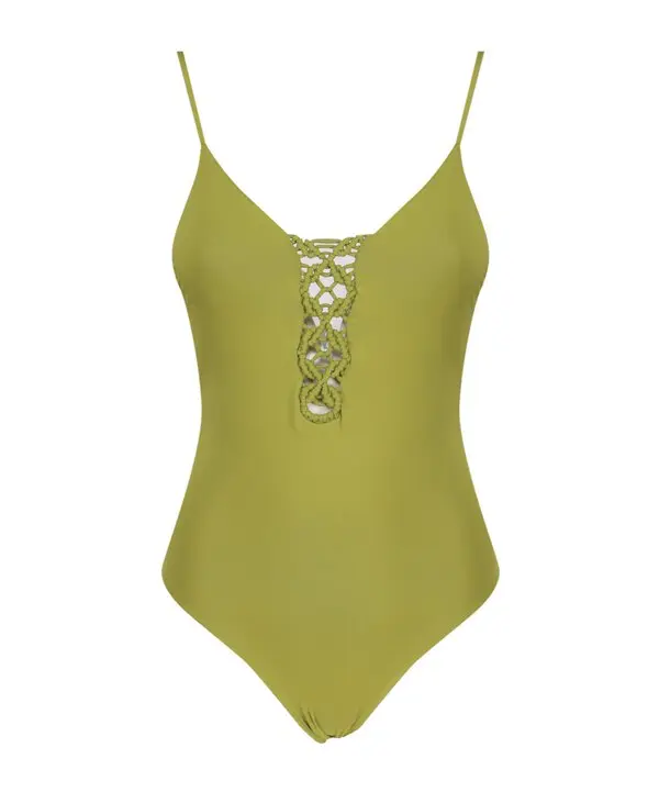 FISICO Handmade Weaving One-piece Swimsuit - Green
