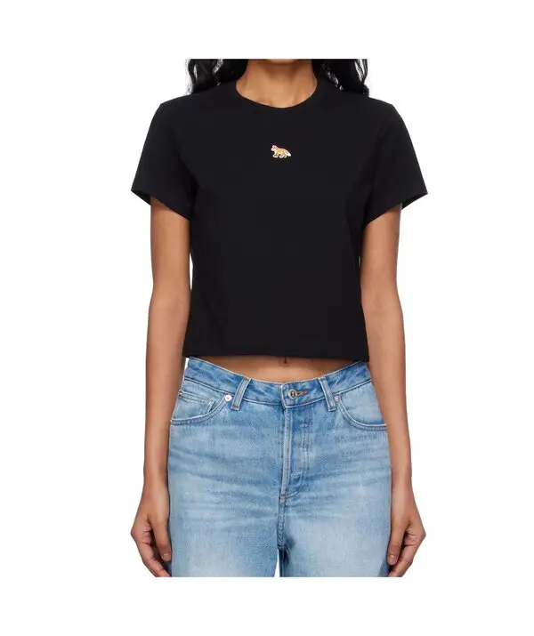 Maison Kitsuné Fox Baby Cropped T-shirt - Black