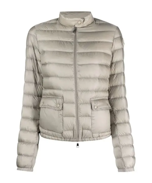 Moncler Long Sleeve Down Jacket With Zip-up Front - Nude