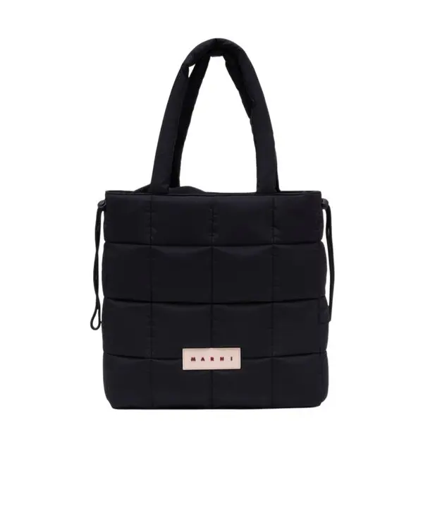 Marni Logo Patch Padded Top Handle Bag - Black