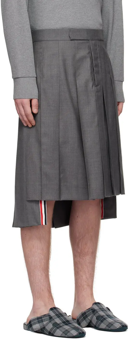 Thom Browne Medium Grey Pleated High-low Hem Skirt