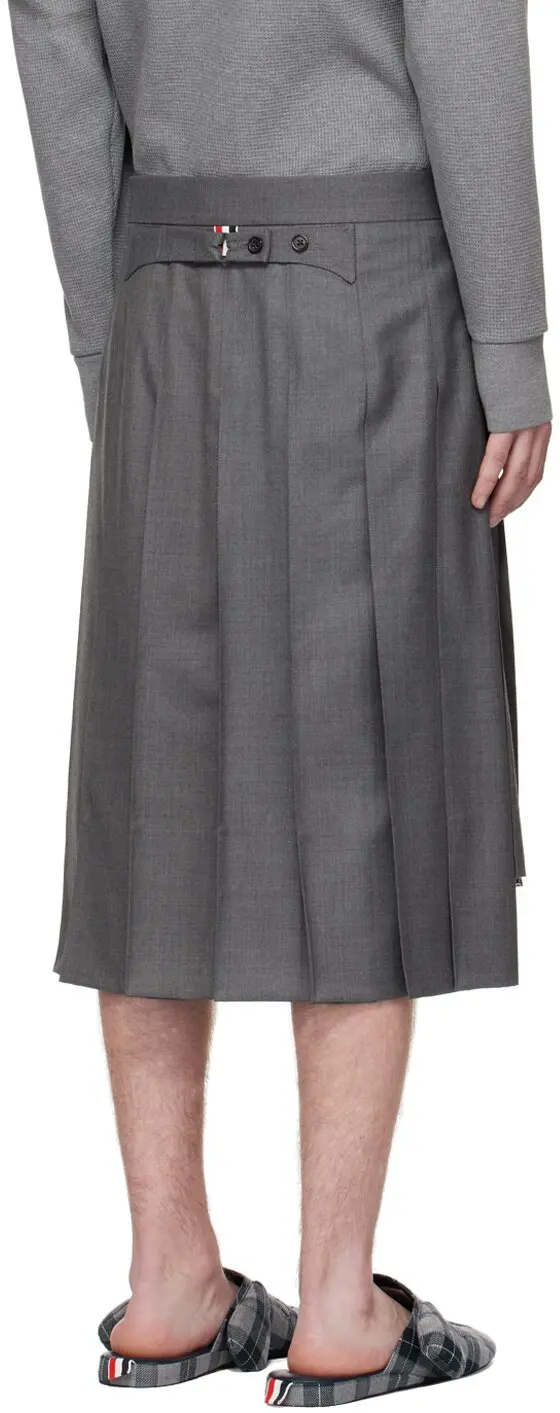 Thom Browne Medium Grey Pleated High-low Hem Skirt