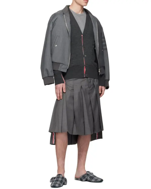 Thom Browne Medium Grey Pleated High-low Hem Skirt