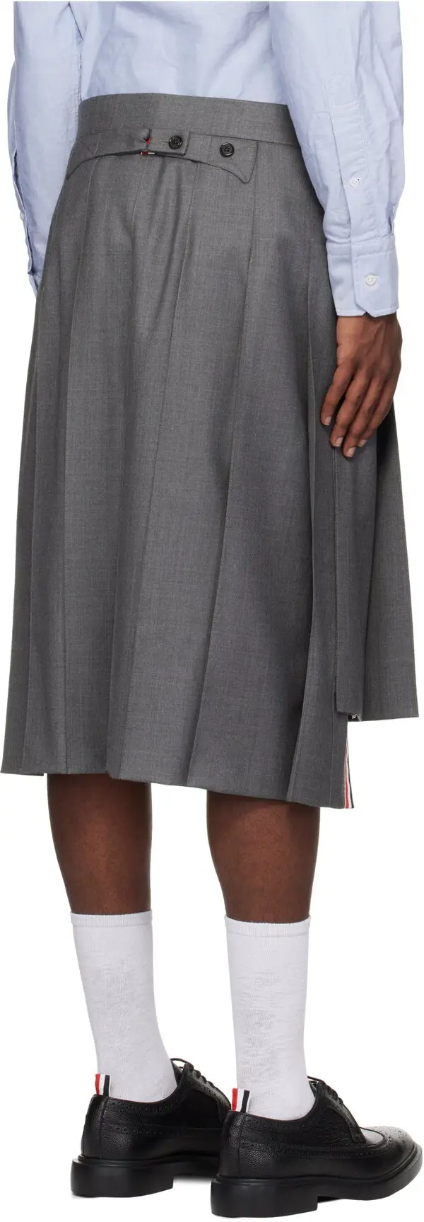 Thom Browne Medium Grey Pleated High-low Hem Skirt