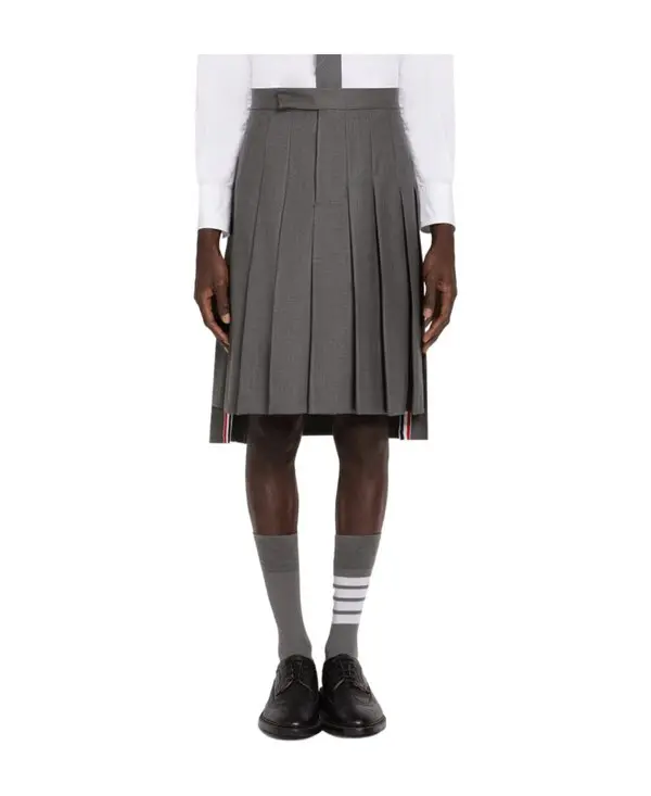 Thom Browne Medium Grey Pleated High-low Hem Skirt