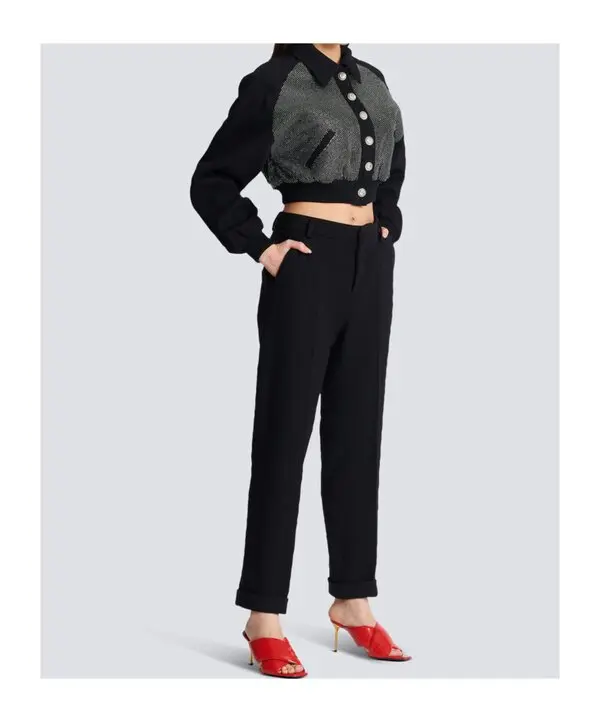 Balmain High-rise Tapered Trousers - Black