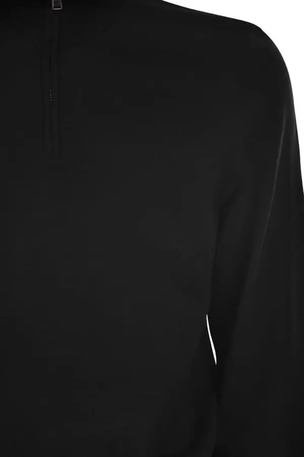 Hugo Boss Half-zip Knitted Jumper - Black