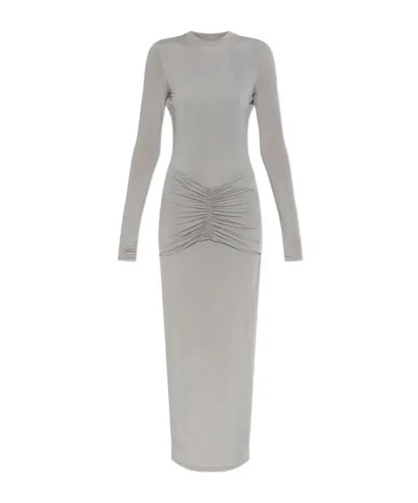 Balmain Ruched Open-back Maxi Dress - Gray