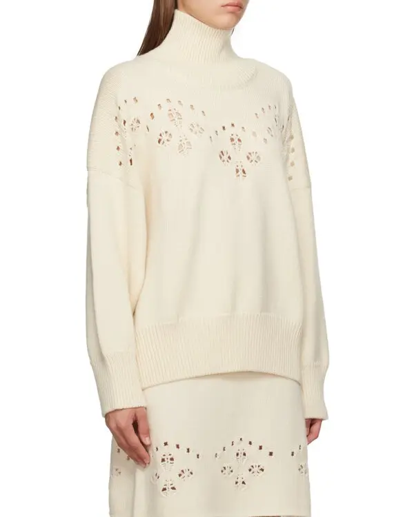 Chloé Pointelle-knit High Neck Sweater