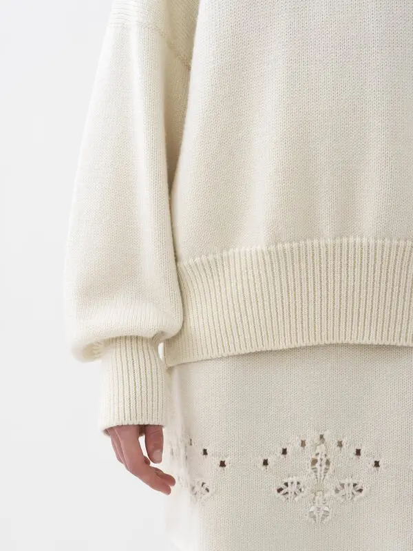 Chloé Pointelle-knit High Neck Sweater