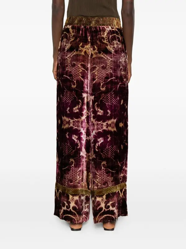 PIERRE-LOUIS MASCIA Elastic Waist Wide-leg Brocade Pants - Brown